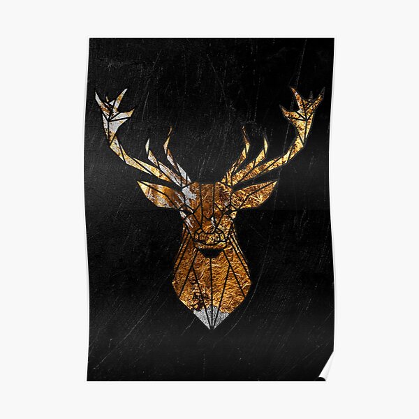 "golden dear head poster " Poster for Sale by Mk5studio | Redbubble