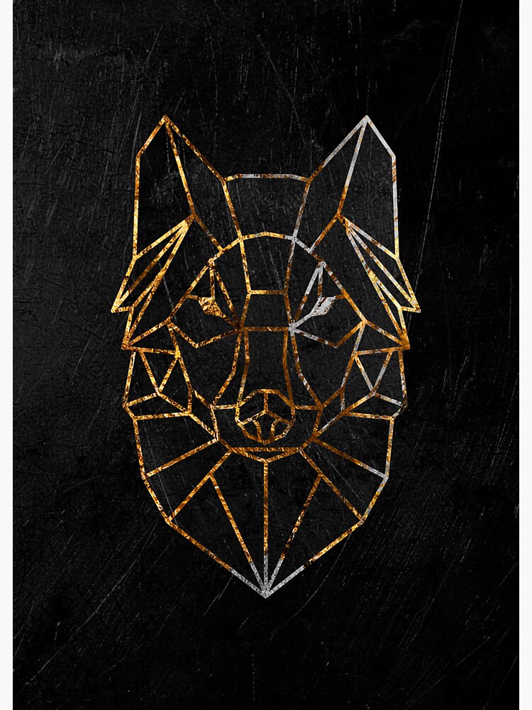 "golden wolf head poster " Sticker for Sale by Mk5studio | Redbubble