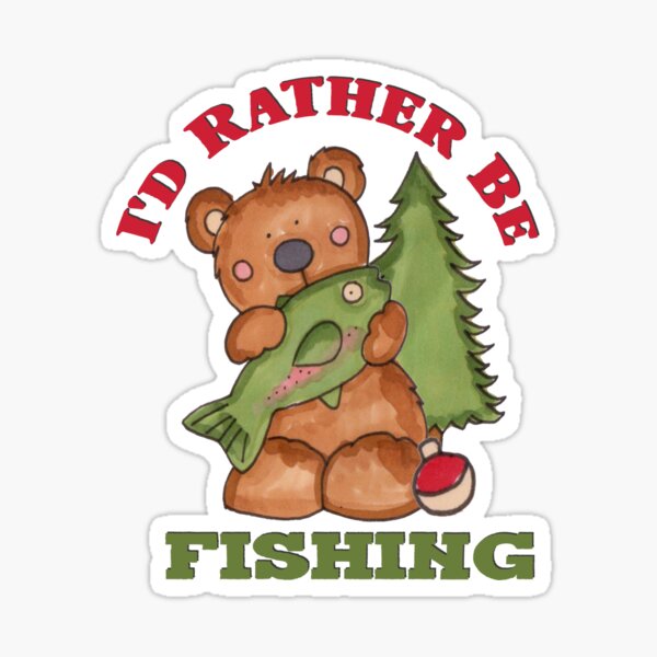 "Fishing Teddy Bear gift for boys & girls" Sticker by BRtisticDesigns ...