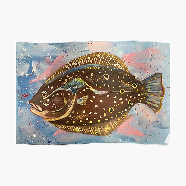 "Colorful Flounder Fish Art" Poster by artbymeagan | Redbubble