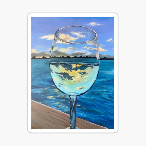 "Wine glass sunset reflection" Sticker for Sale by artbymeagan | Redbubble