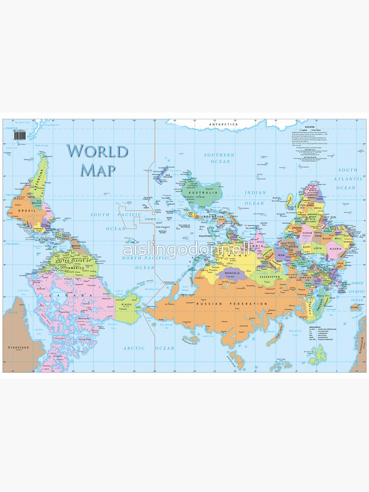 "upside down world map" Sticker for Sale by aislingodonnell | Redbubble