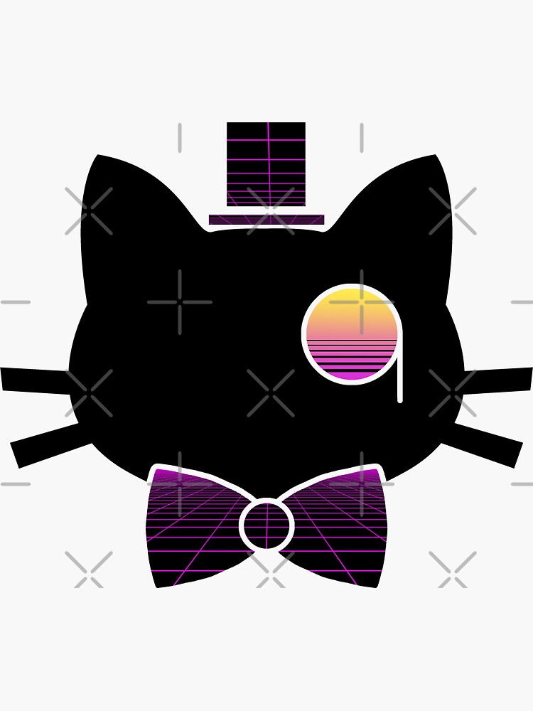 "Mr Kitty (Synthwave)" Sticker by CreamFraiche | Redbubble