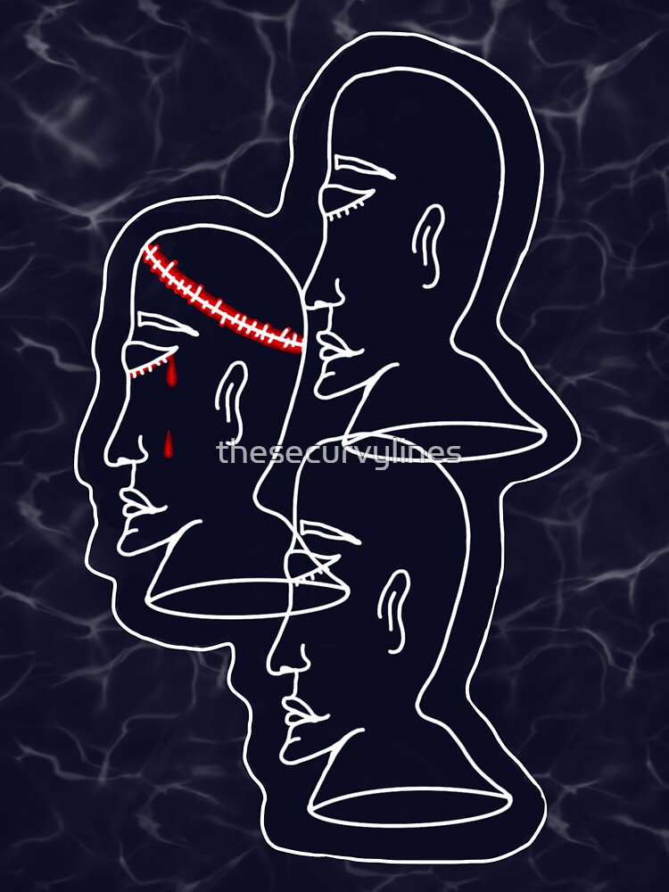 "Three Faces, One is Different" Sticker by thesecurvylines | Redbubble