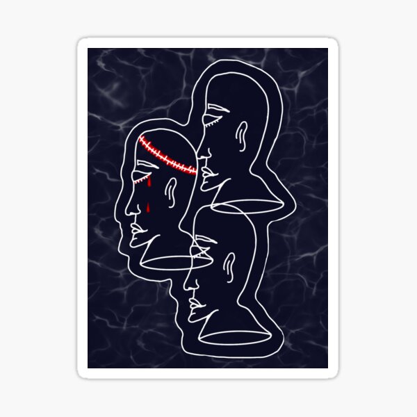 "Three Faces, One is Different" Sticker by thesecurvylines | Redbubble