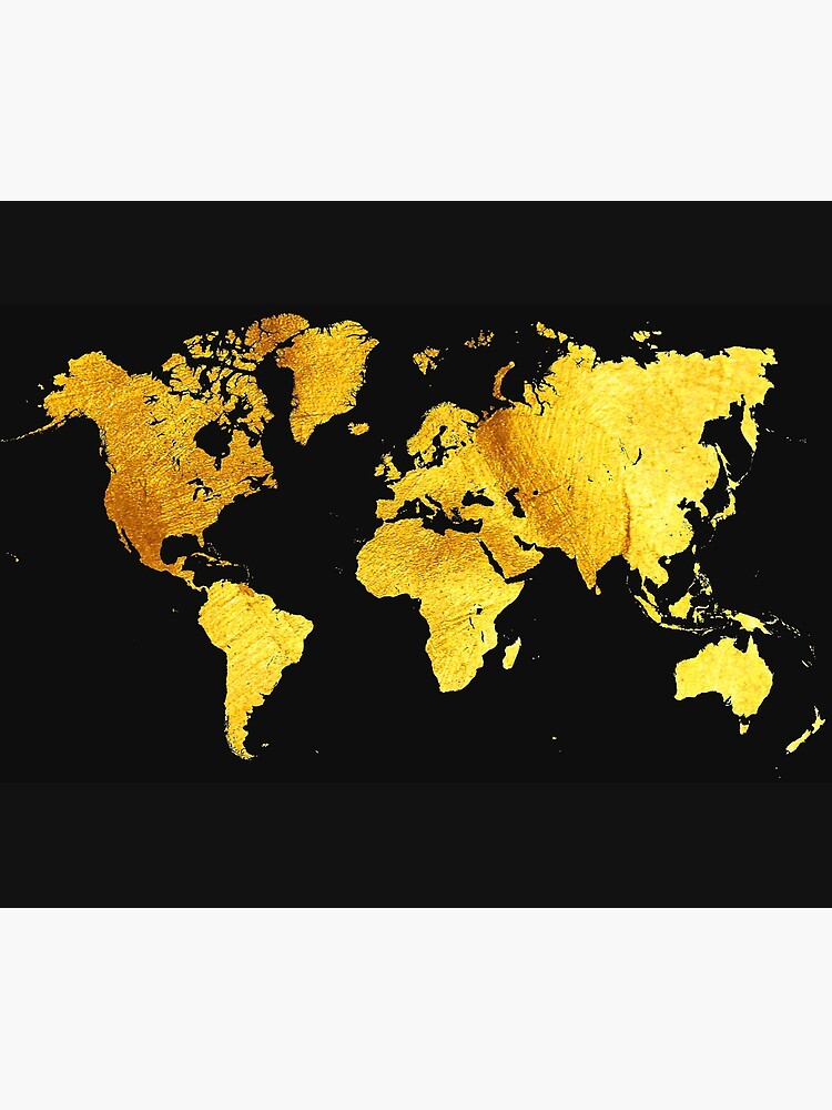 "Black and Gold Map of The World - World Map for your walls" Throw ...