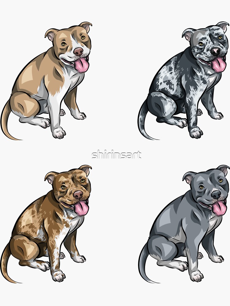 "American Bully Collection | Blue | Fawn | Merle | Cute Cartoon Dog Art ...