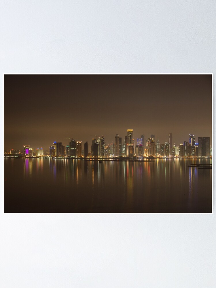 "Doha Night Skyline" Poster by Kasia-D | Redbubble