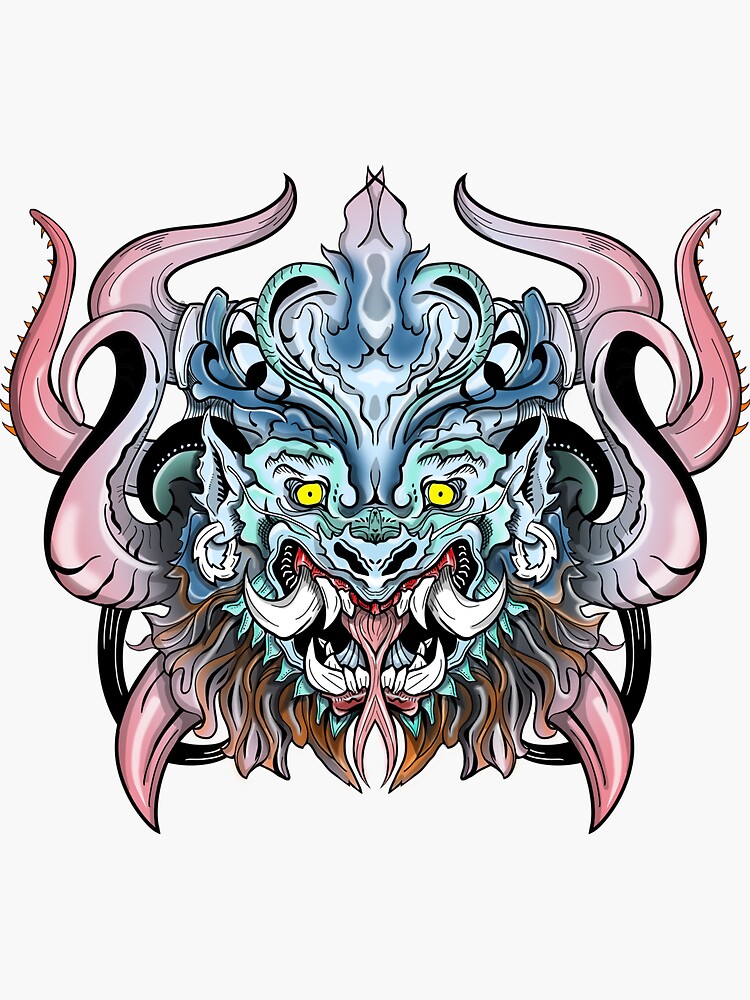 "Rangda Indonesian Demon Mask" Sticker by CodexClothing | Redbubble