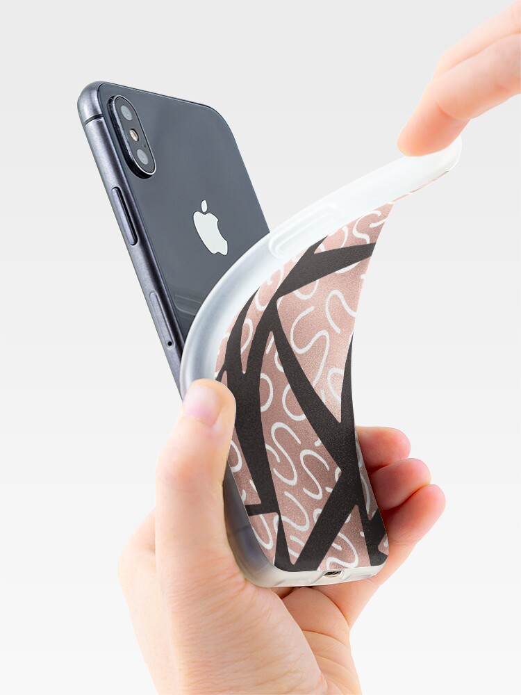 "Modern Artsy Rose Gold Black Squiggly Triangle Geo" iPhone Case for ...