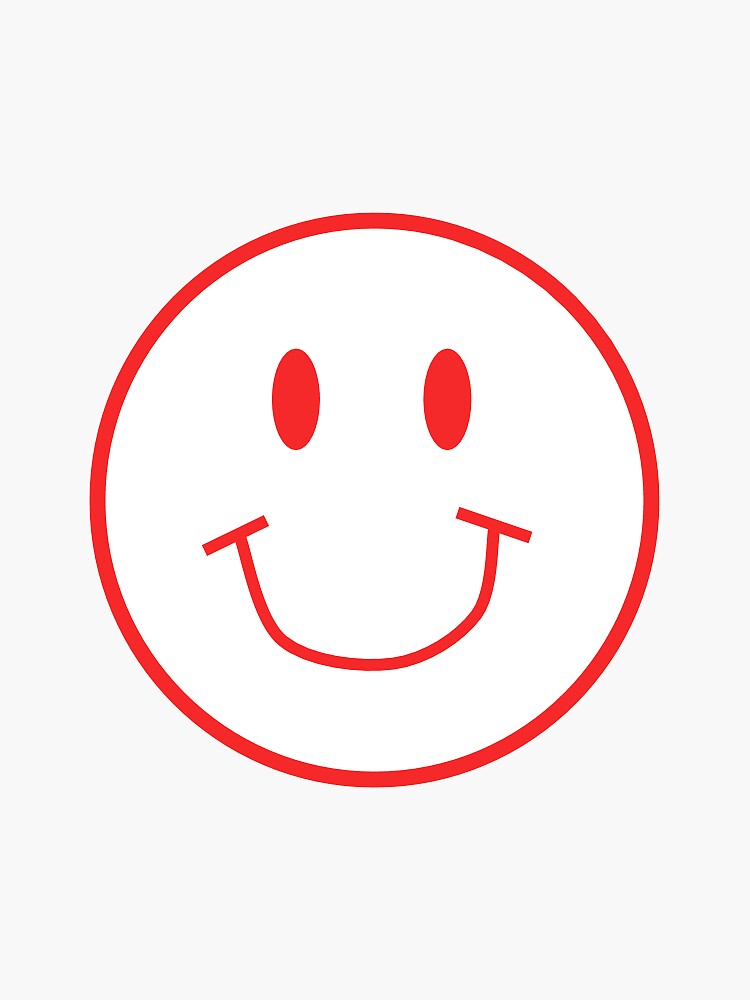 "Smiley Face Sticker - Red + White" Sticker for Sale by pnkdesign ...