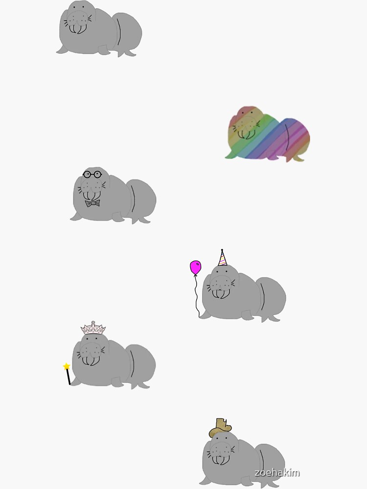 "Walrus Pack (2)" Sticker for Sale by zoehakim | Redbubble