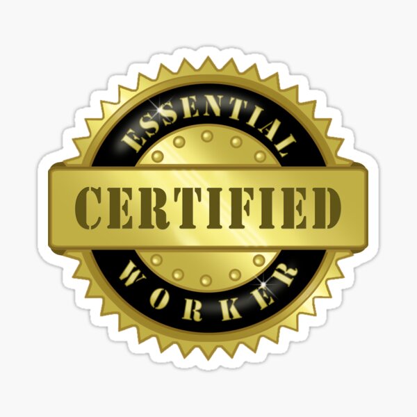 "Certified Essential Worker Badge 2" Sticker by NicholiCosplay | Redbubble