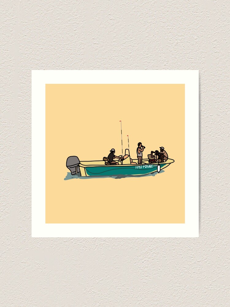 "Outer Banks Pogue Boat: John B, JJ, Kiara and Pope" Art Print by ...