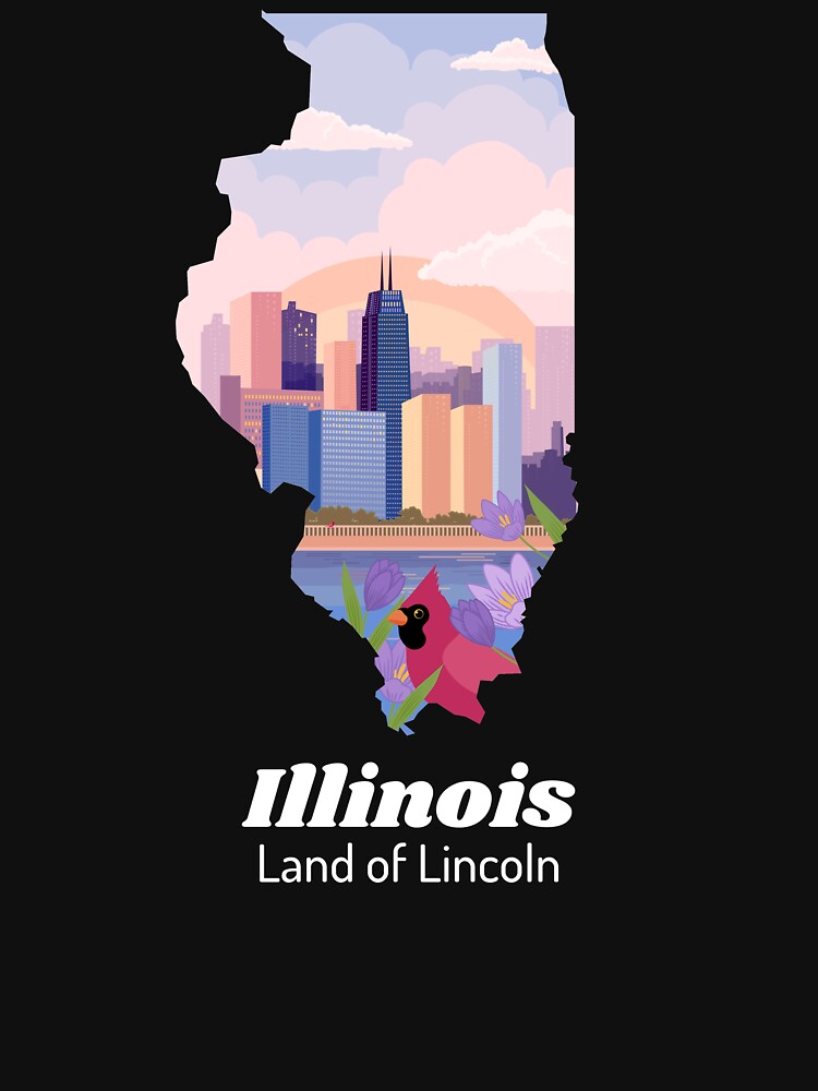 "Illinois Proud State Motto Land Of Lincoln print" T-shirt by ...