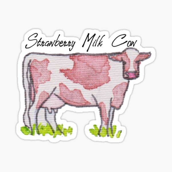 "Watercolor Strawberry milk cow" Sticker for Sale by shelovesducks ...