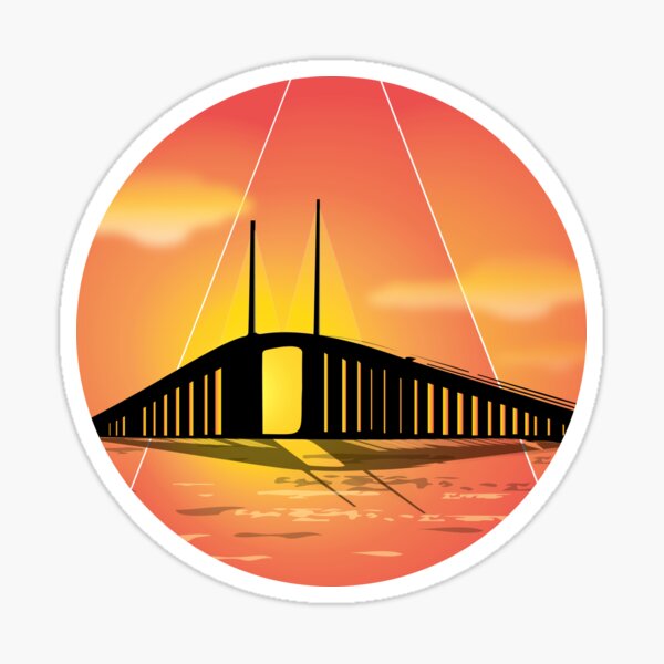 "Sunset over the Skyway Bridge" Sticker for Sale by JC622 | Redbubble