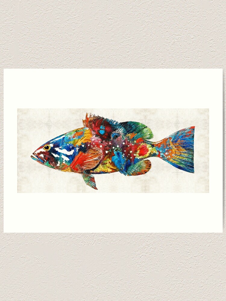 "Colorful Grouper Art Fish by Sharon Cummings" Art Print by ...