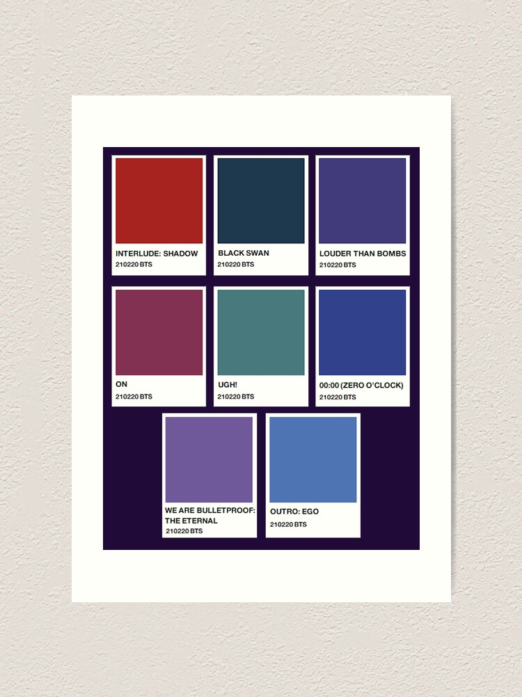 "BTS Map Of The Soul 7 Version 3 Album Pantone-Style Art Print Colours ...