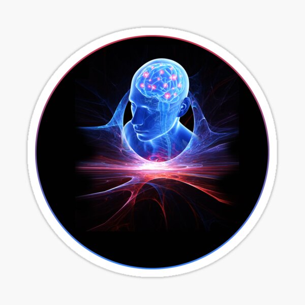 "Man Brain in Cosmic Vortex Neurons Dendrites Anatomy Circle" Sticker ...