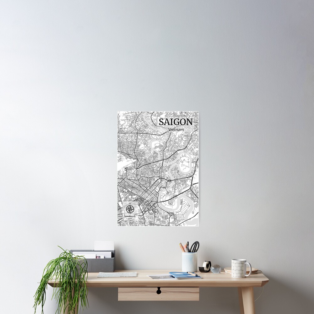 "Saigon Vietnam City Map Art White Background" Poster for Sale by ...