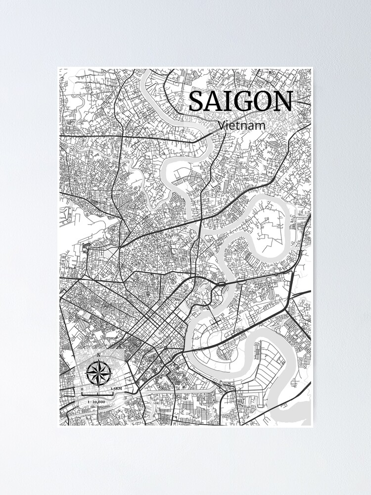 "Saigon Vietnam City Map Art White Background" Poster for Sale by ...