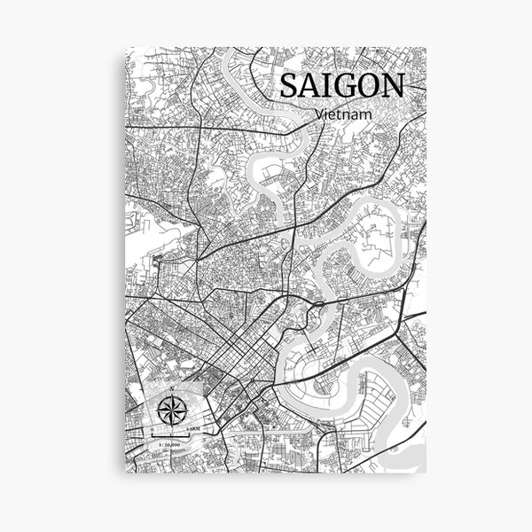 "Saigon Vietnam City Map Art White Background" Canvas Print by ...