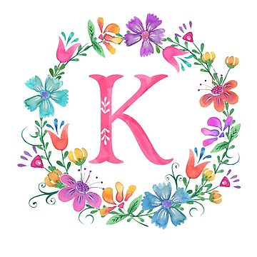 "K Floral Monogram Initial " Sticker for Sale by mjm412 | Redbubble