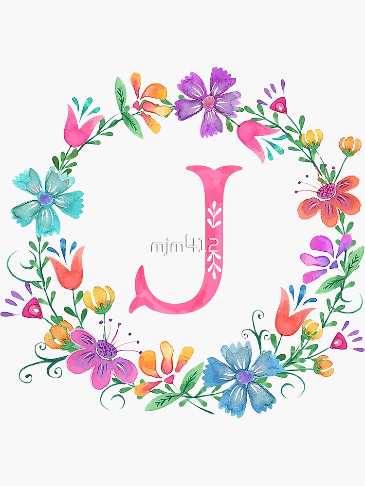 "J Floral Monogram Initial " Sticker for Sale by mjm412 | Redbubble