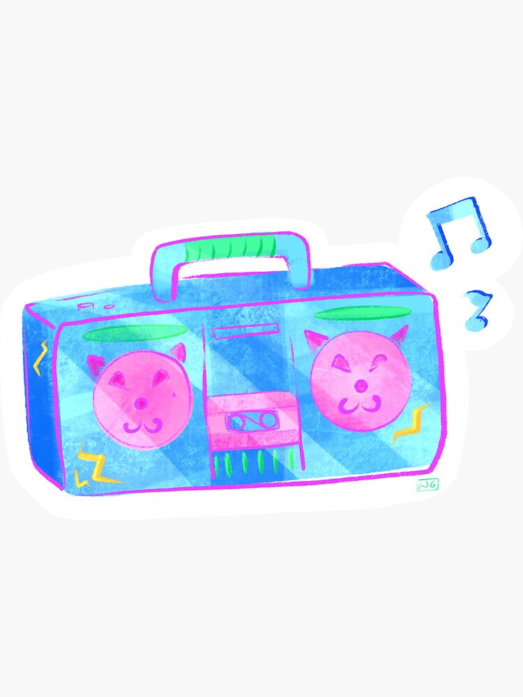 "Boom-Box Cat" Sticker by WynneEve | Redbubble