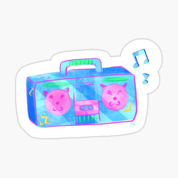 "Boom-Box Cat" Sticker by WynneEve | Redbubble