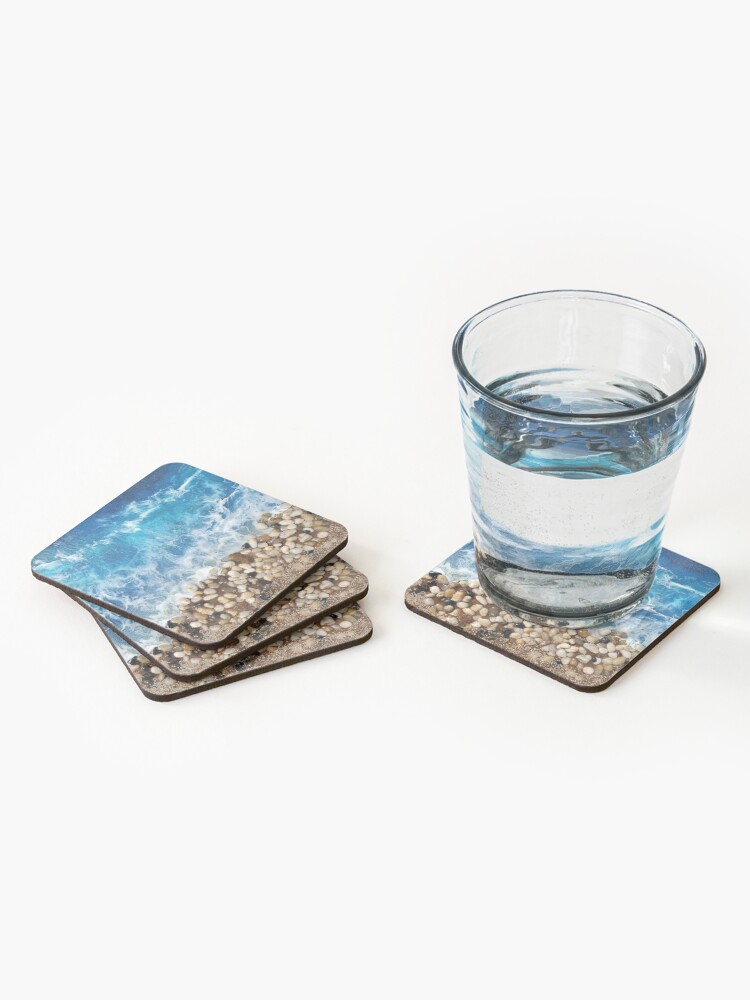 "Ocean Resin 3D with Pebbles and Sand" Coasters (Set of 4) for Sale by ...