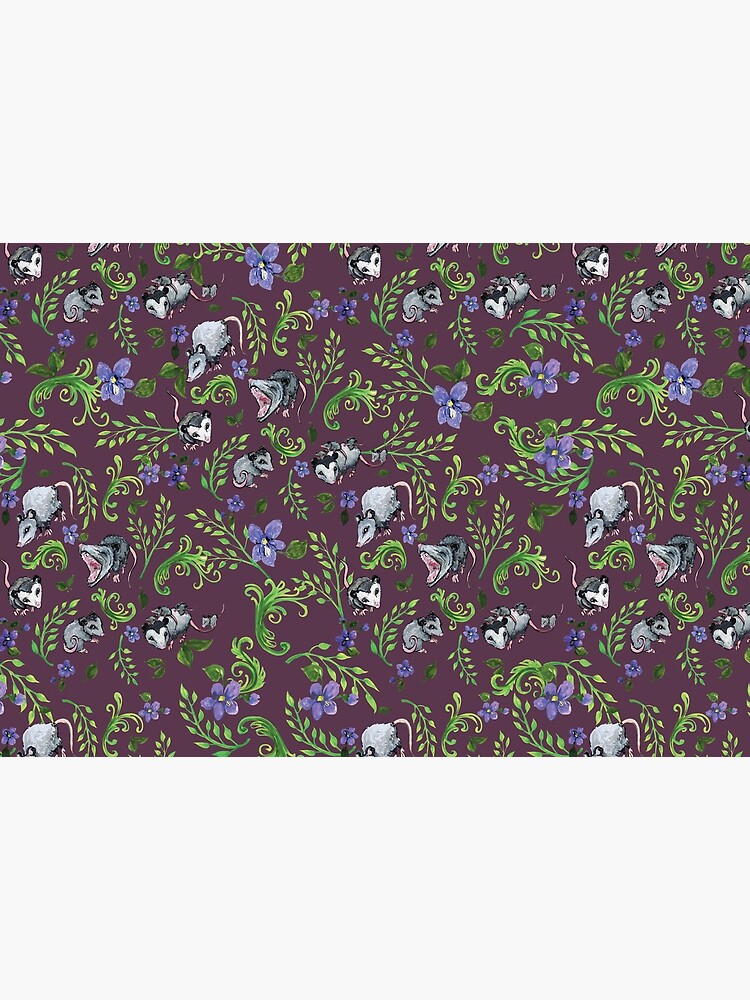"Opossum, Fern, & Violet Print" Mask by artofchristy | Redbubble