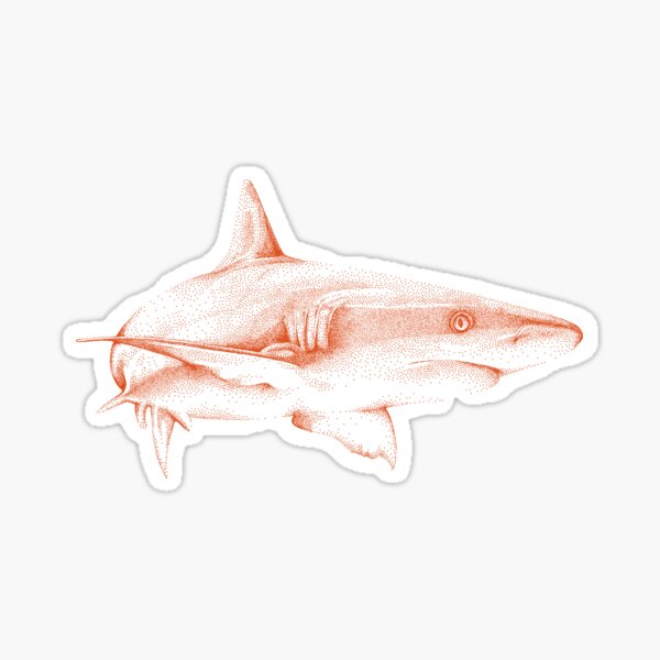 "Shark Illustration by Design by Cheyney - Pointillism Art" Sticker for ...