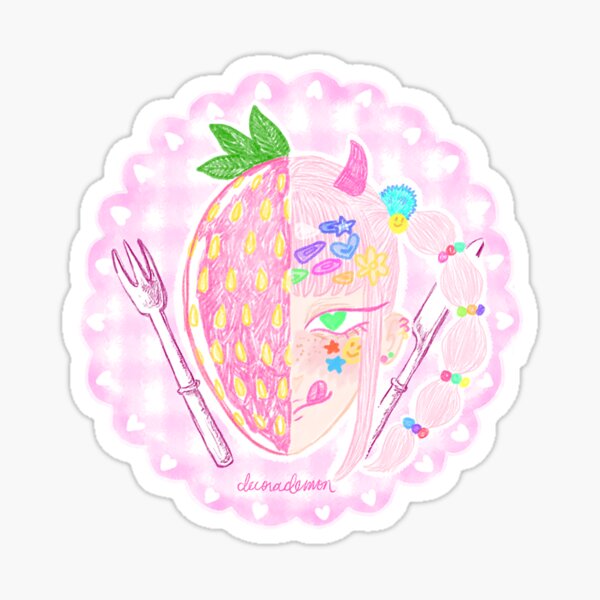 "Strawberry Decora Demon" Sticker for Sale by decorademon | Redbubble
