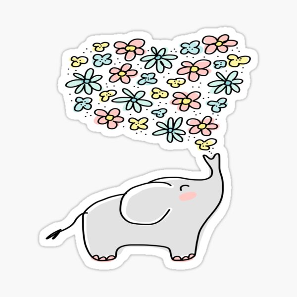 "cute elephant drawing " Sticker by gianrhina05 | Redbubble