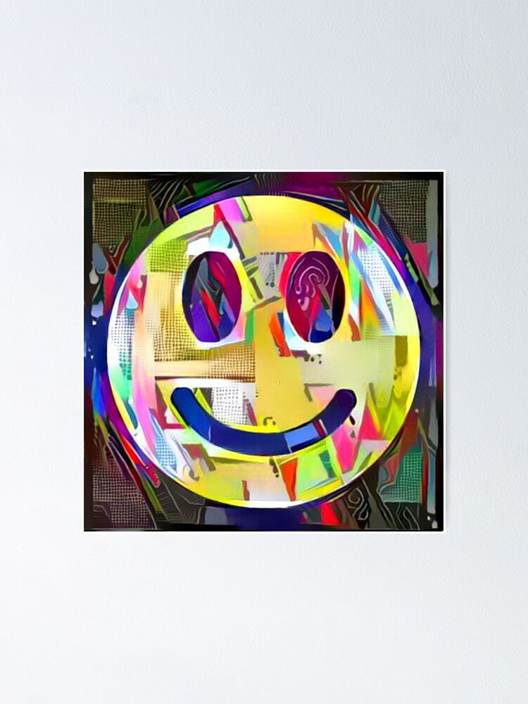 "90s Rave Smiley Face Trippy" Poster for Sale by Utopian-Nation | Redbubble