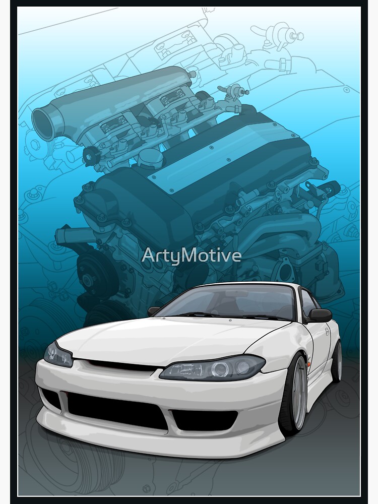 " S15 Silvia Spec-r with SR20 background (White) " Sticker for Sale by ...