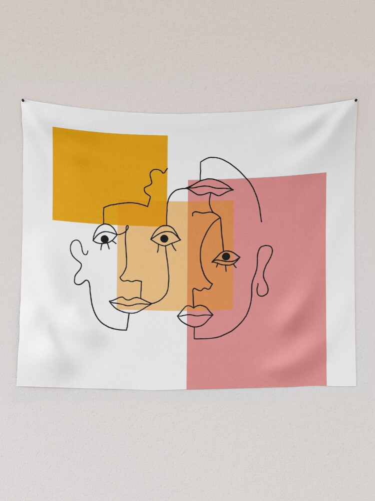 "COLOR BLOCK LINE FACES" Tapestry for Sale by Emily Zigo | Redbubble
