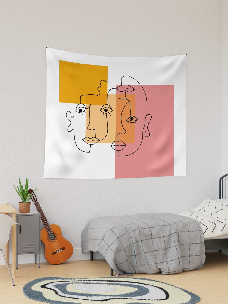 "COLOR BLOCK LINE FACES" Tapestry for Sale by Emily Zigo | Redbubble