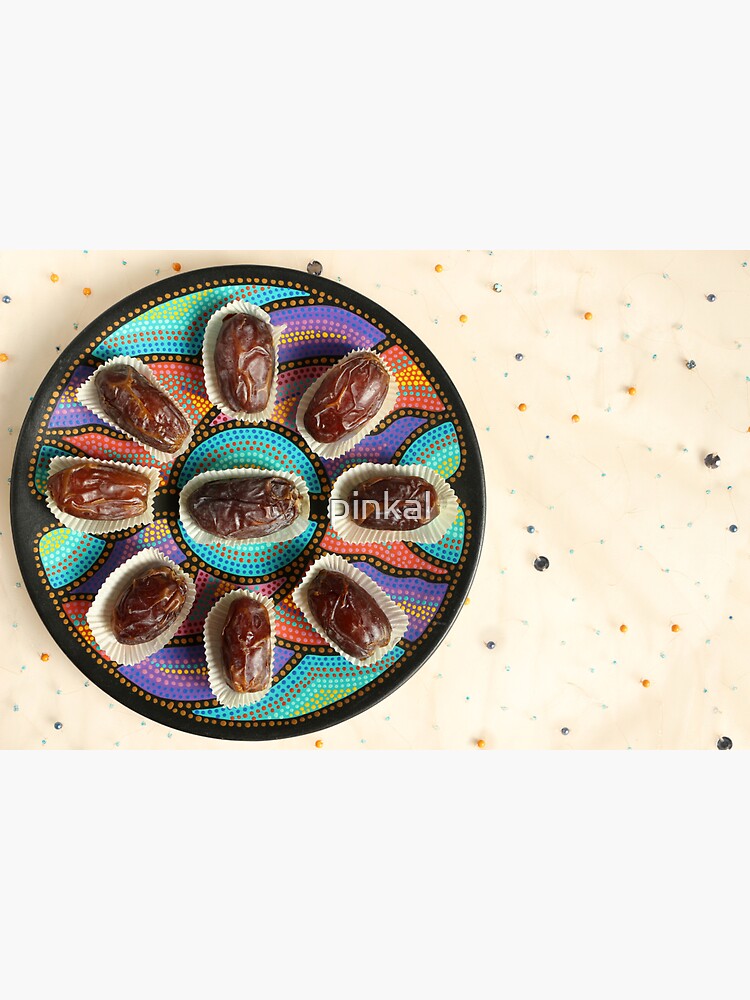 "Medjool Dates on a Colourful Plate" Sticker for Sale by pinkal | Redbubble