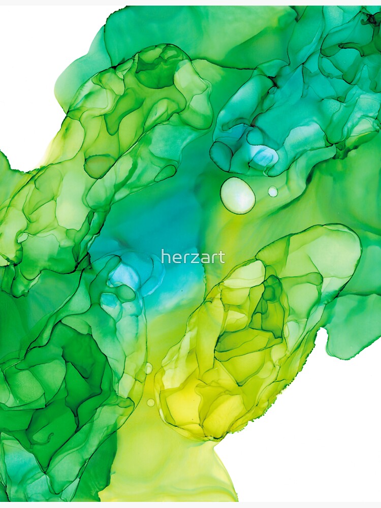 "Green Lime Abstract: Original Alcohol Ink Painting" Sticker by herzart ...