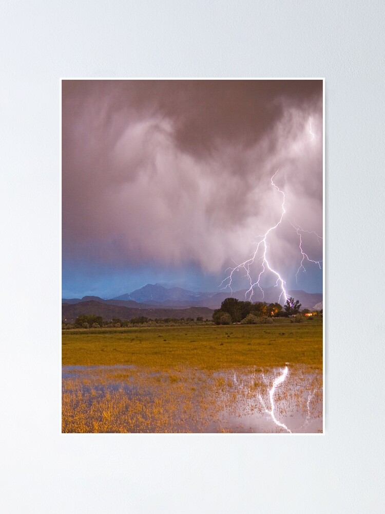 "Lightning Striking Longs Peak Foothills 7C" Poster for Sale by mrbo ...