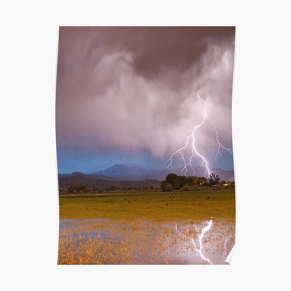 "Lightning Striking Longs Peak Foothills 7C" Poster for Sale by mrbo ...