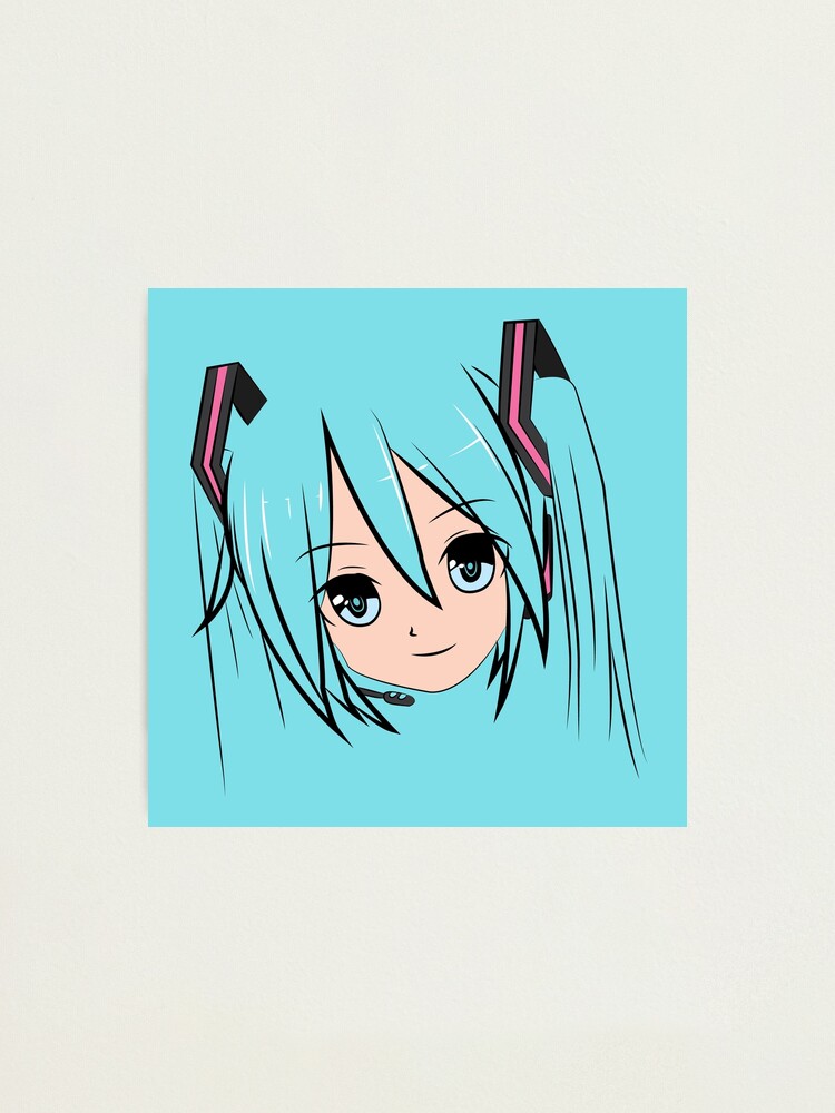 "Hatsune Miku Face" Photographic Print for Sale by FatNuggets | Redbubble