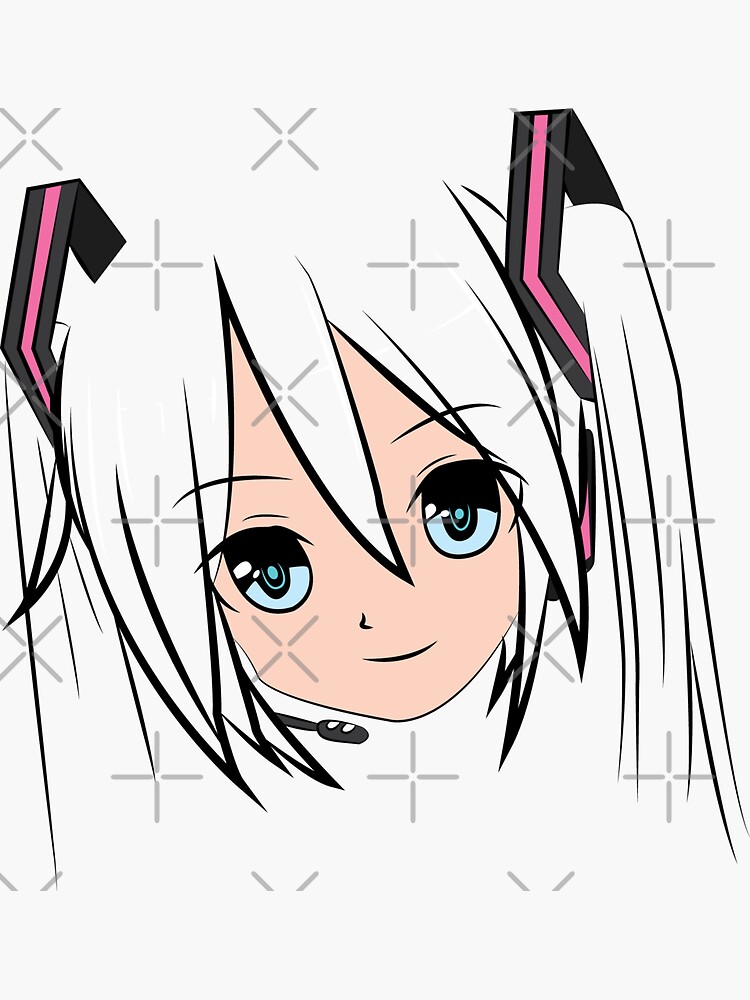 "Hatsune Miku Face" Sticker by FatNuggets | Redbubble