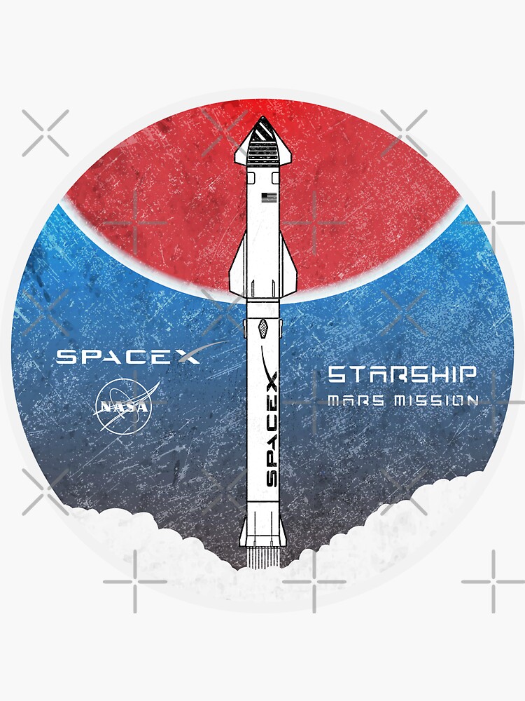 "SpaceX: Starship-Mars Mission" Sticker for Sale by BGALAXY | Redbubble