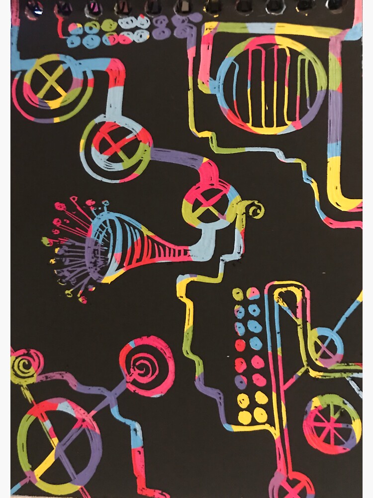 "Colorful Scratch Art w/ Bugle and Wheels" Sticker by soulcreator ...