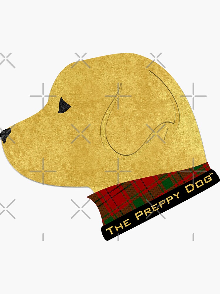"Preppy Golden Retriever - Tartan Plaid" Sticker by emrdesigns | Redbubble