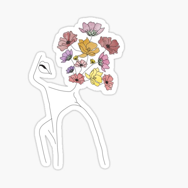 "Flower Line Art" Sticker by skeerthana22 | Redbubble